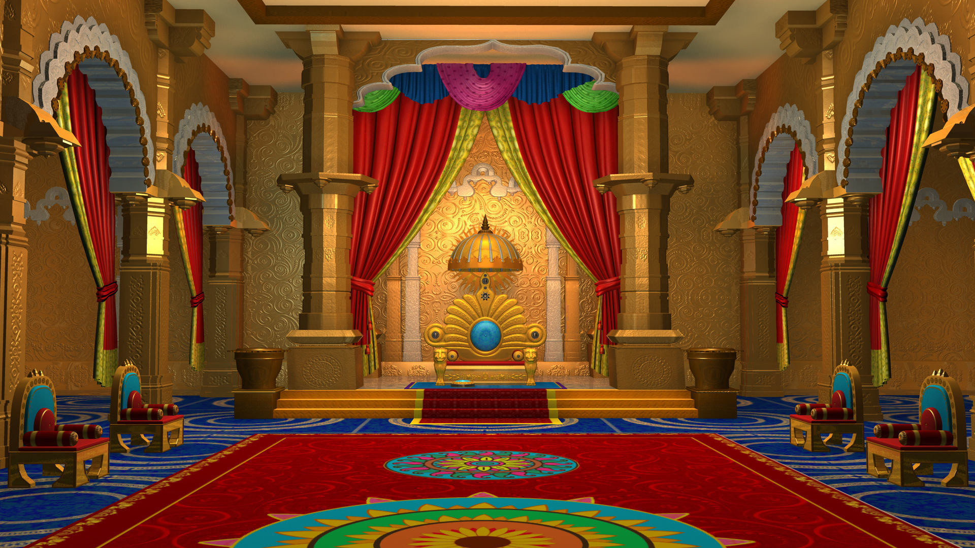 Ancient Indian Palace Ballroom 3D model | CGTrader