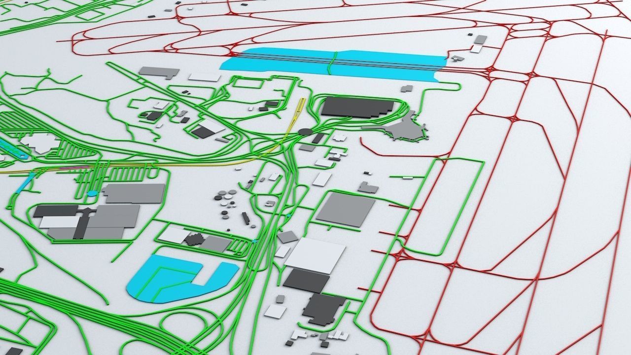 Istanbul Ataturk TAV Airport Roads Buildings and Public Trans 3D model ...