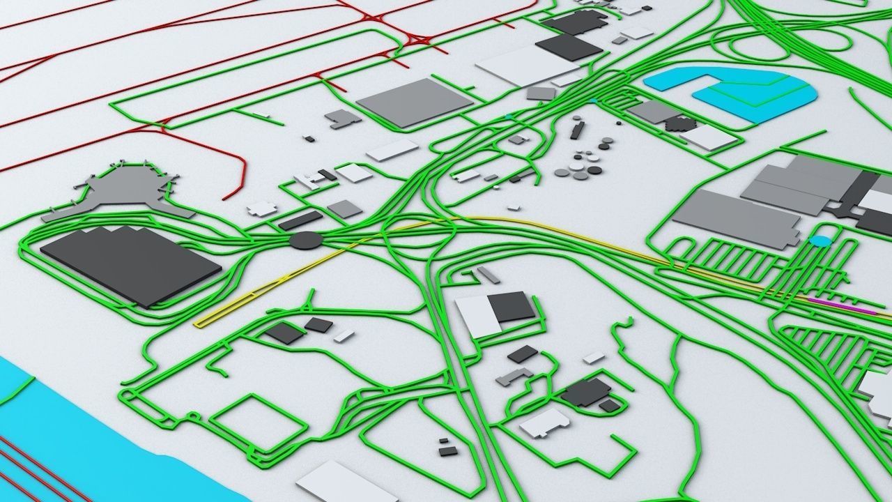 Istanbul Ataturk TAV Airport Roads Buildings and Public Trans 3D model ...