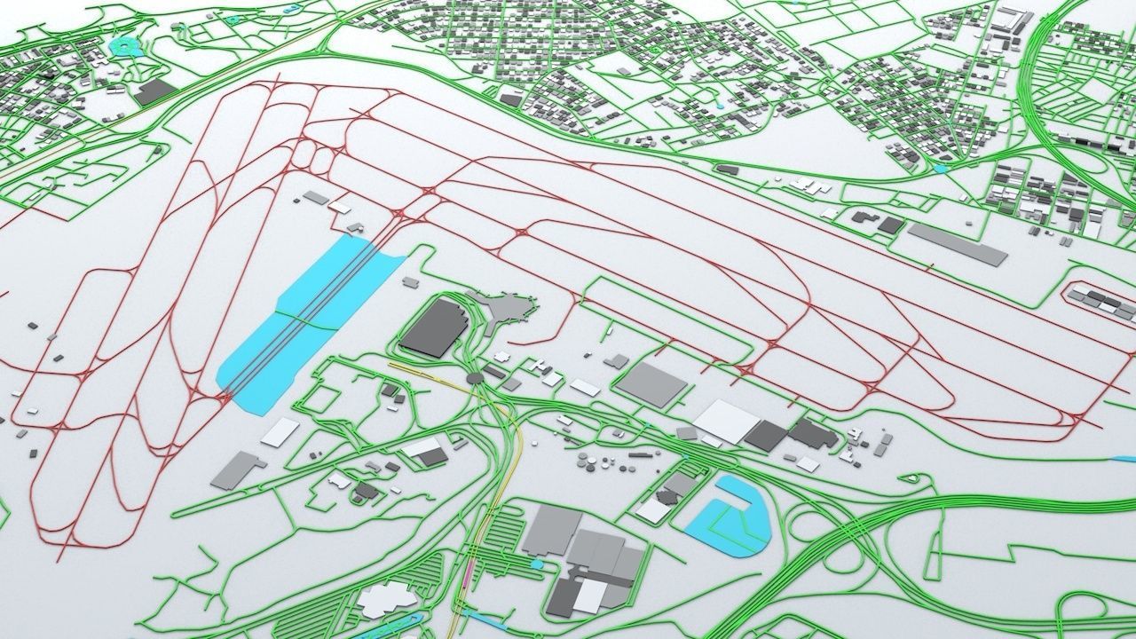 Istanbul Ataturk TAV Airport Roads Buildings and Public Trans 3D model ...
