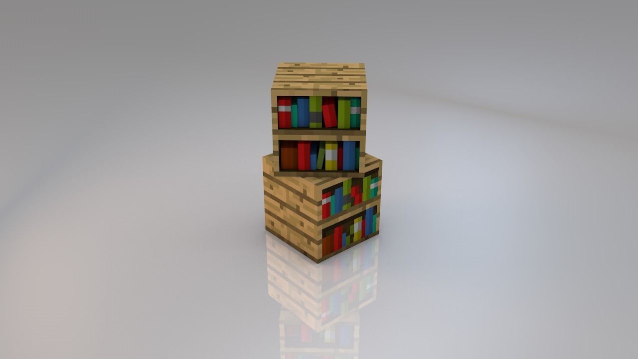 3D model 3D Minecraft Bookshelf VR / AR / low-poly | CGTrader