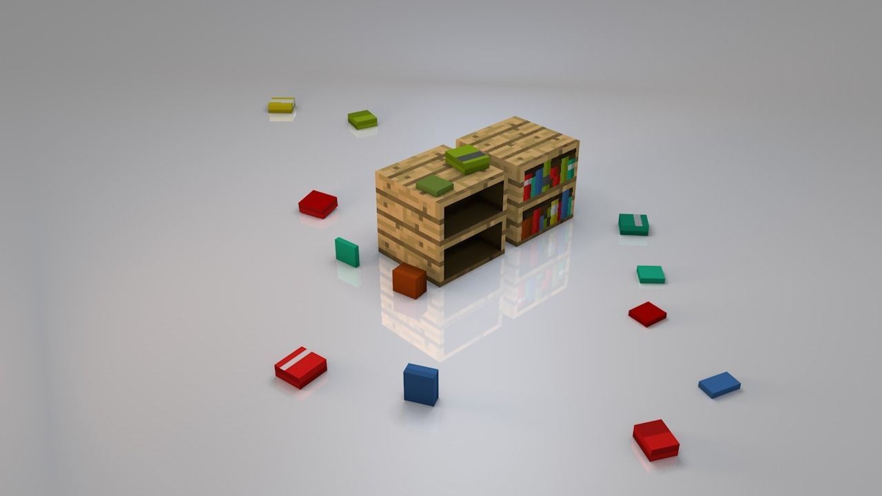3D model 3D Minecraft Bookshelf VR / AR / low-poly | CGTrader