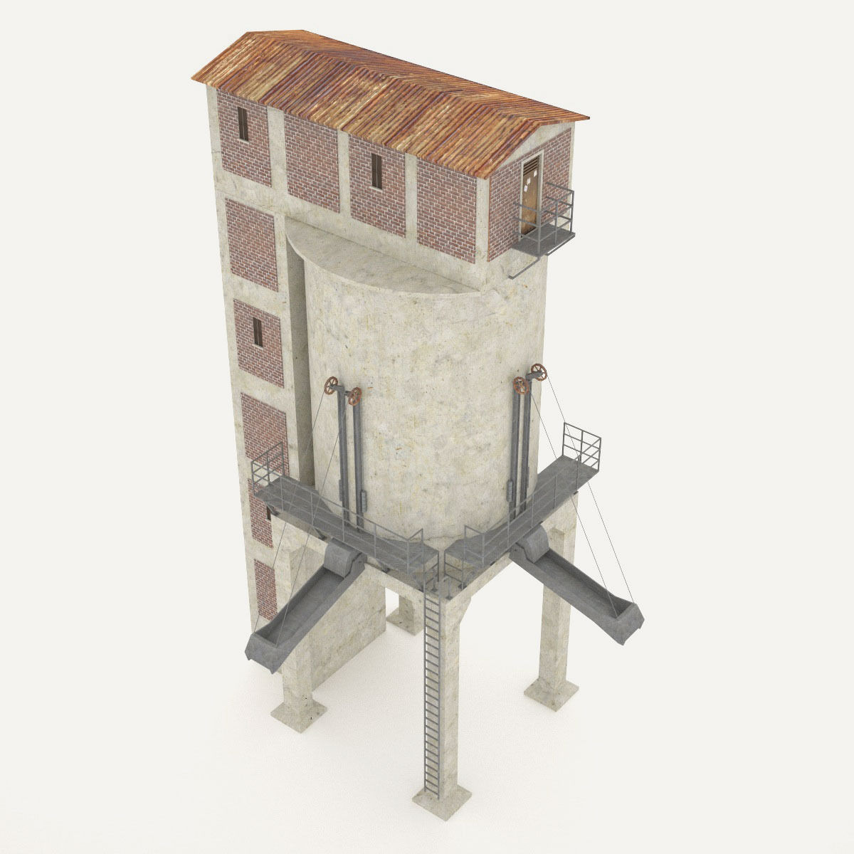 Concrete coal silo 3D model | CGTrader