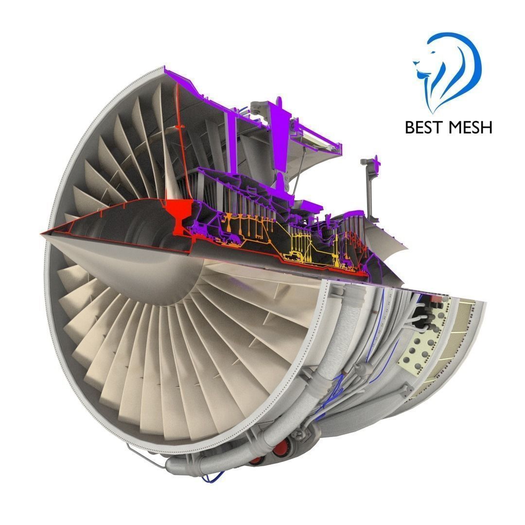 D-18T turbofan engine cutaway 3D Model .obj .fbx .blend - CGTrader.com