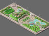 3D model Low poly big park with pond and labyrinth VR / AR / low-poly ...