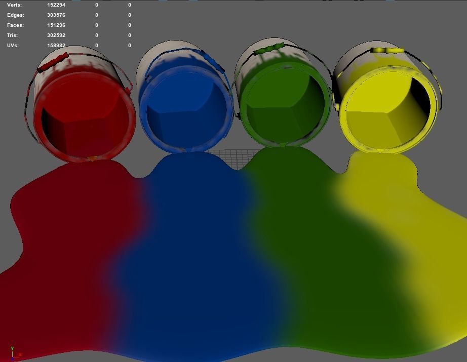 Spilled Paint 4 colors 3D model | CGTrader