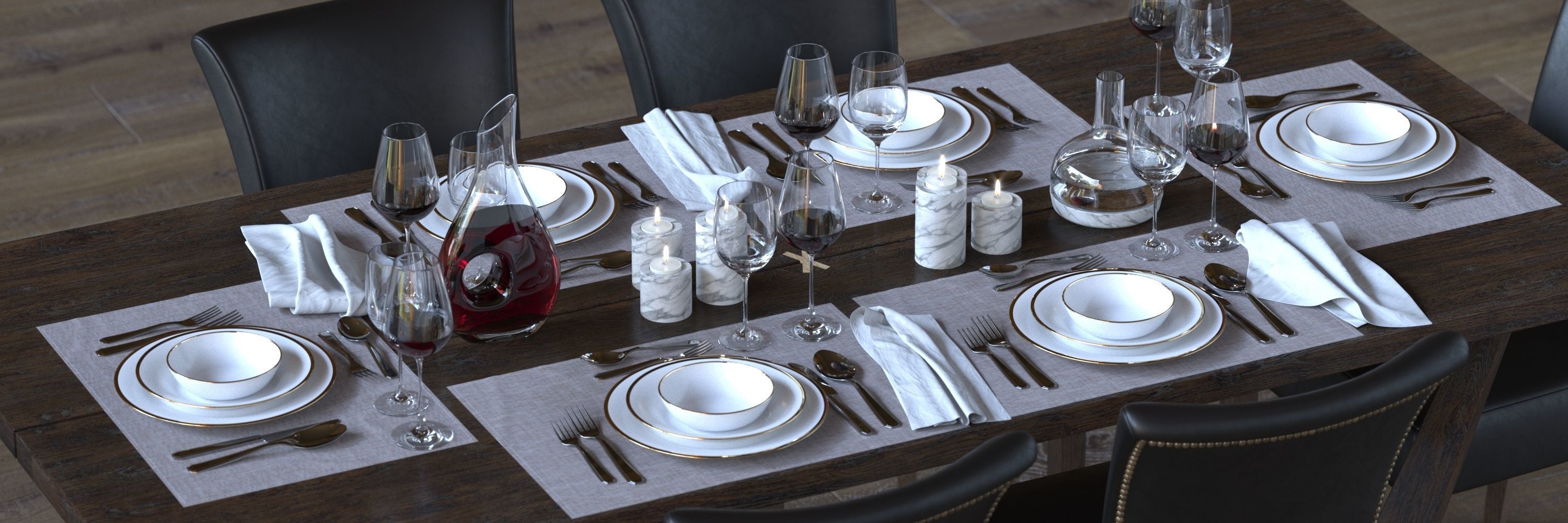TableWare dining table set up 3D model | CGTrader