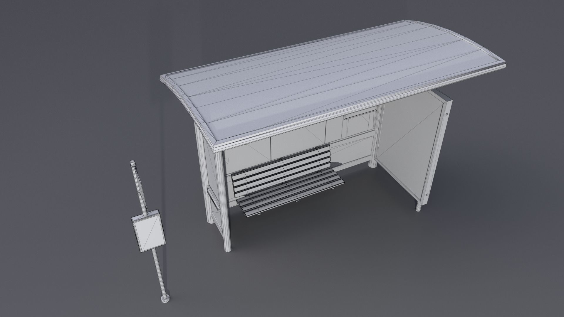 Bus station with timetable pole PBR 3D model | CGTrader