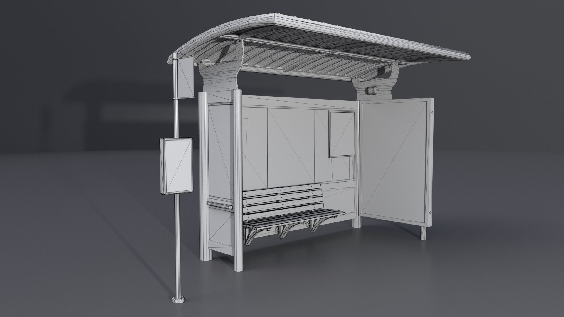 Bus station with timetable pole PBR 3D model | CGTrader