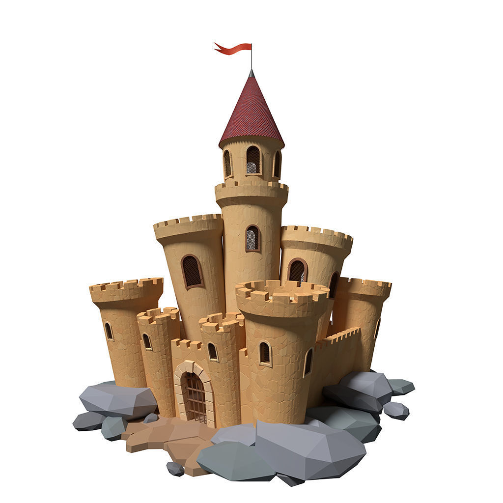 Medieval castle with build animation 3D model animated | CGTrader