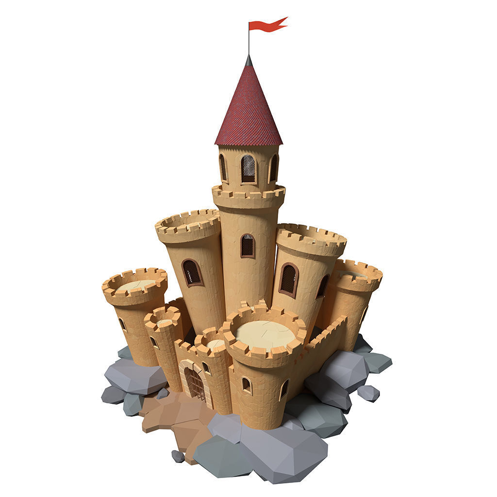 Medieval castle with build animation 3D model animated | CGTrader