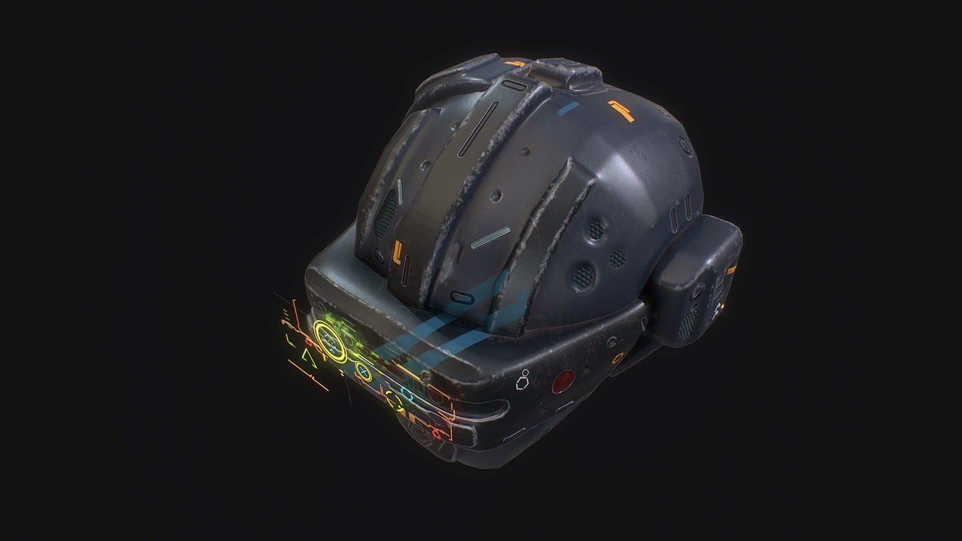 3D model Low poly sci fi holo helmet character asset VR / AR / low-poly ...