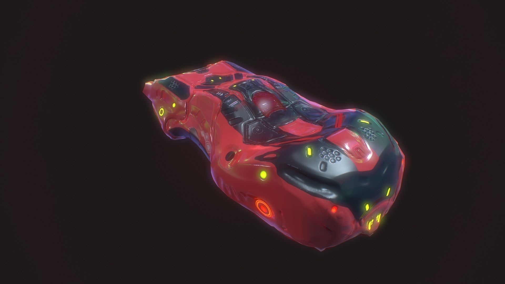 3D model Low poly sci fi flying concept car model VR / AR / low-poly ...