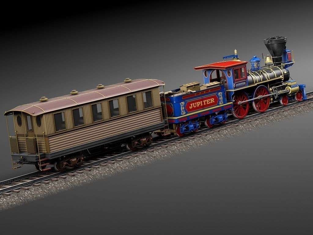Jupiter Steam Train 1868 3D model | CGTrader