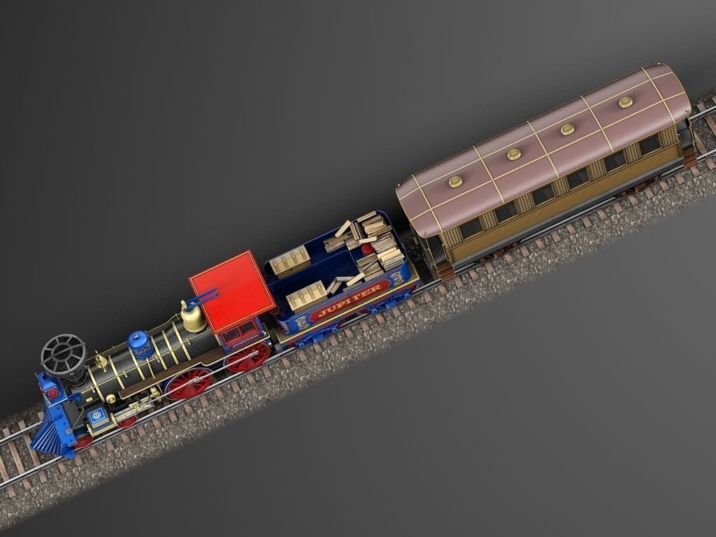 Jupiter Steam Train 1868 3D model | CGTrader