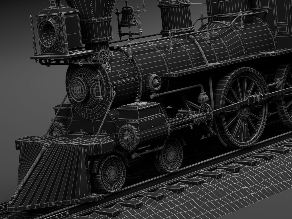 Jupiter Steam Train 1868 3D model | CGTrader