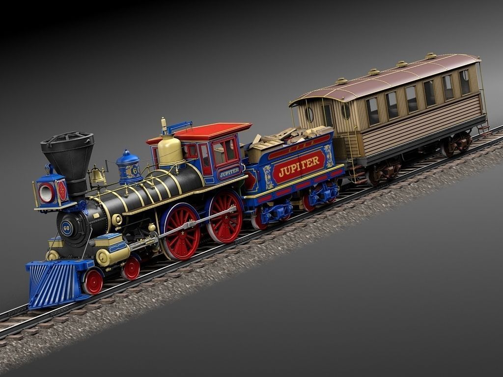 Jupiter Steam Train 1868 3D Model .max .obj .3ds .fbx .c4d .lwo .lw ...