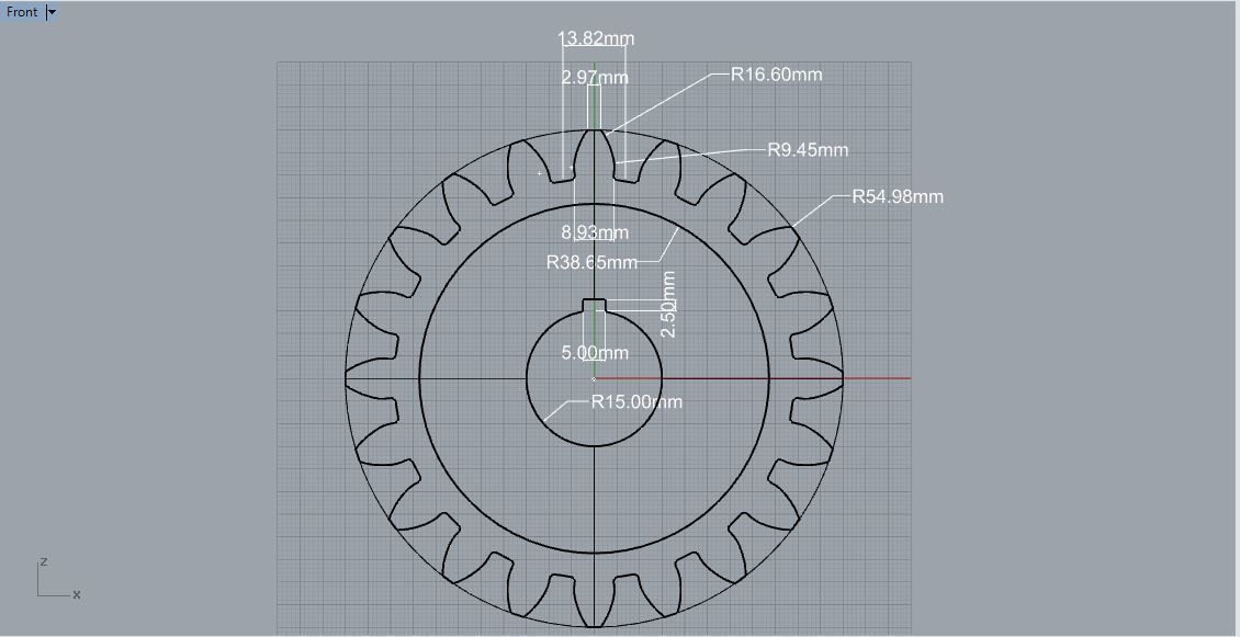Original Size Gear Wheel with 20 Tooth modul 5mm Ready for print 3D ...