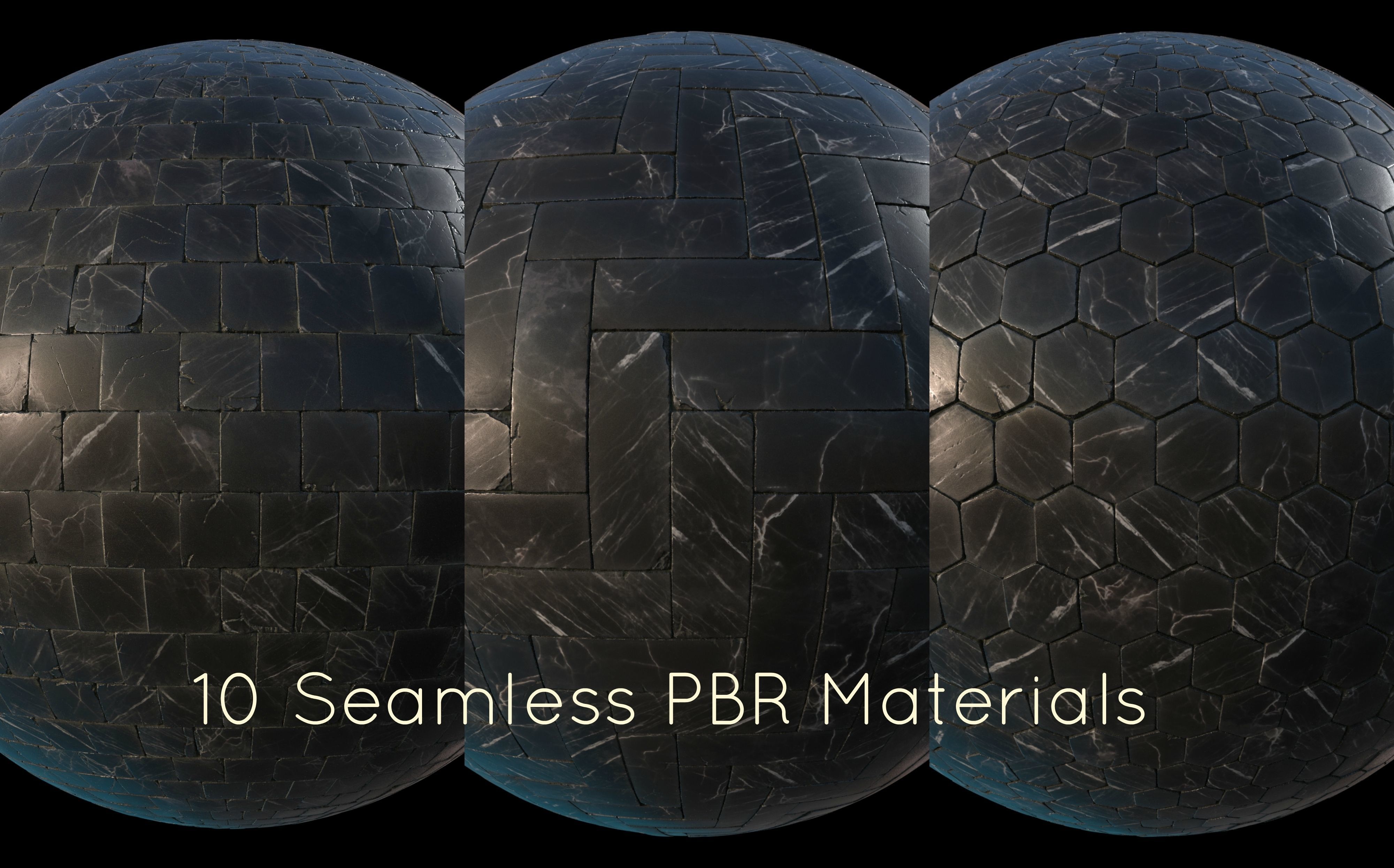 Texture Black marble tiles PBR material pack VR / AR / low-poly | CGTrader