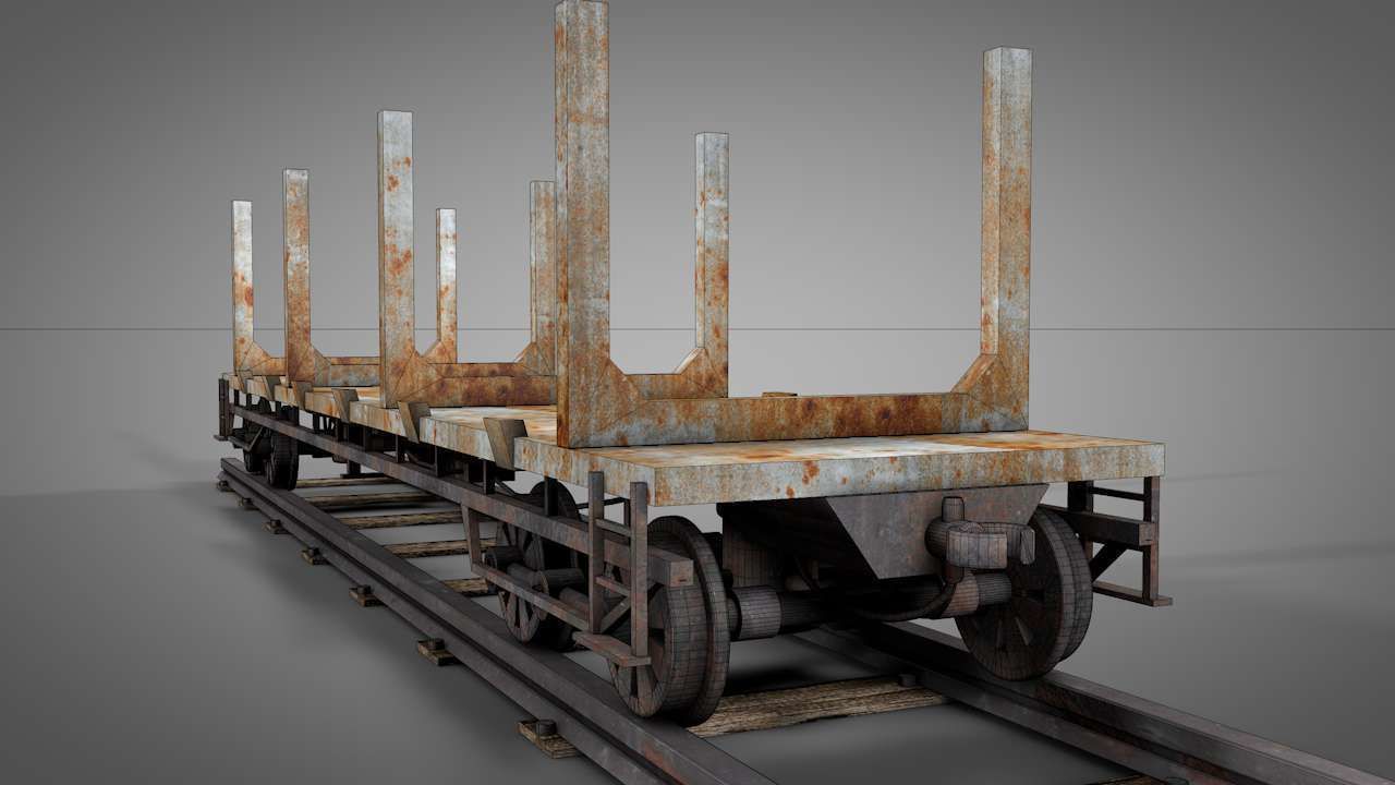 Flat Log Wagon 3D model | CGTrader