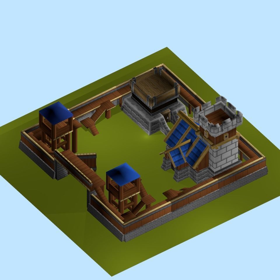 Low poly simple Medieval Fort free VR / AR / low-poly 3D model | CGTrader