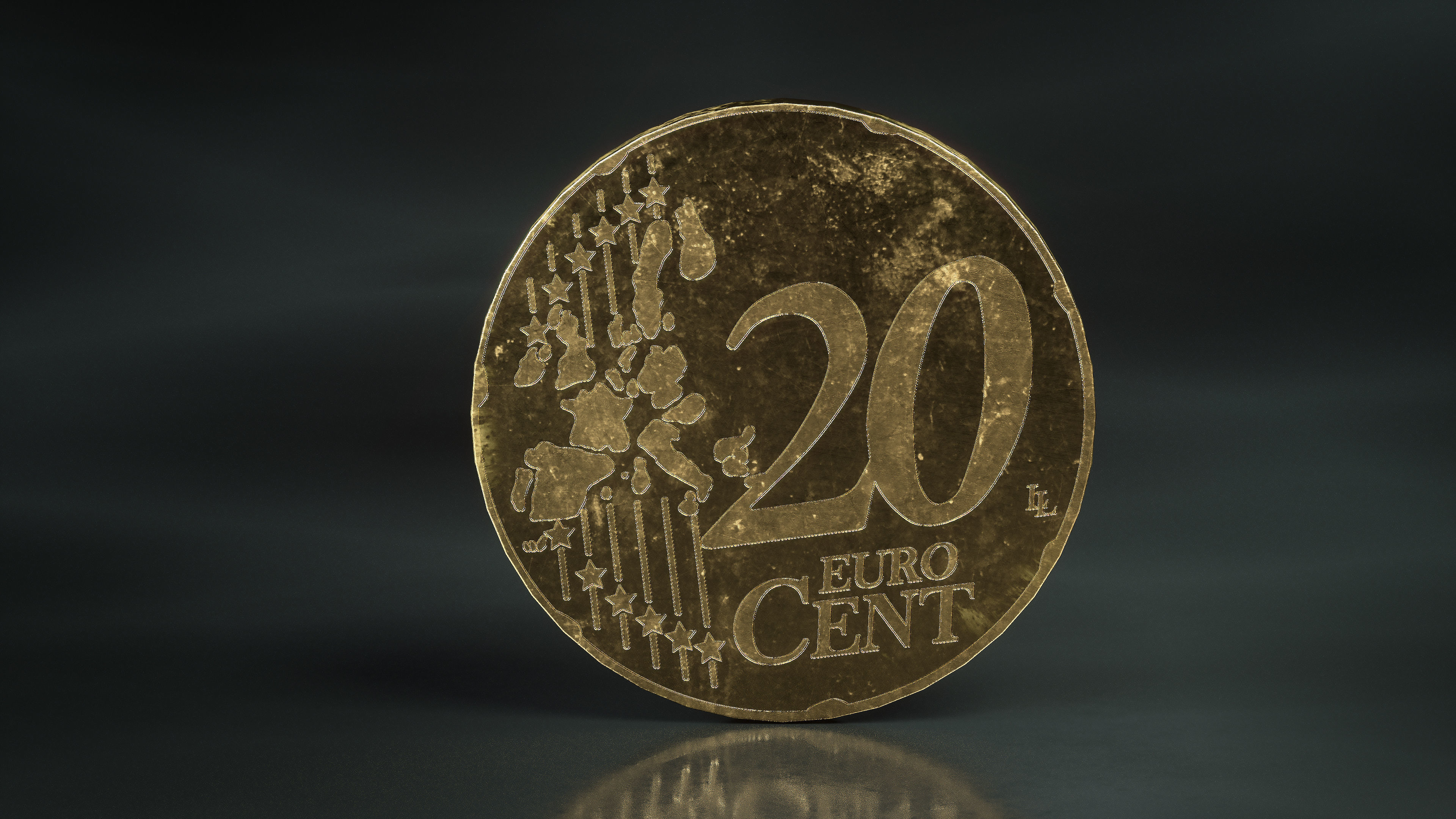 3D model Realistic 20 Cent - Euro - Low poly 3D model VR / AR / low ...
