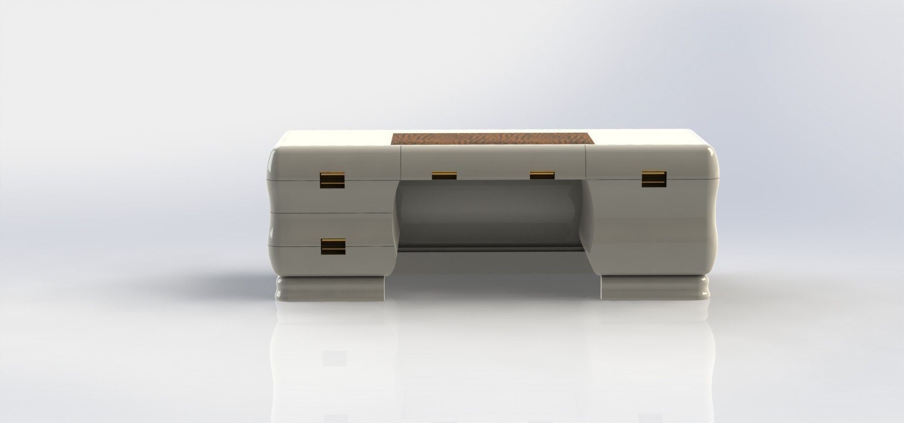 curved writing desk 3D model | CGTrader