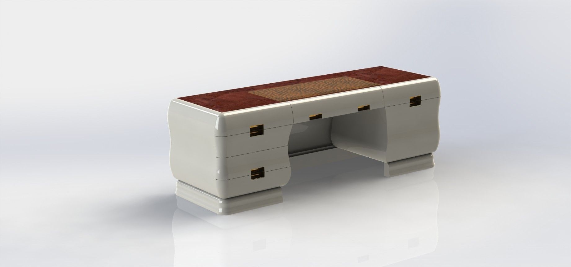 curved writing desk 3D model | CGTrader