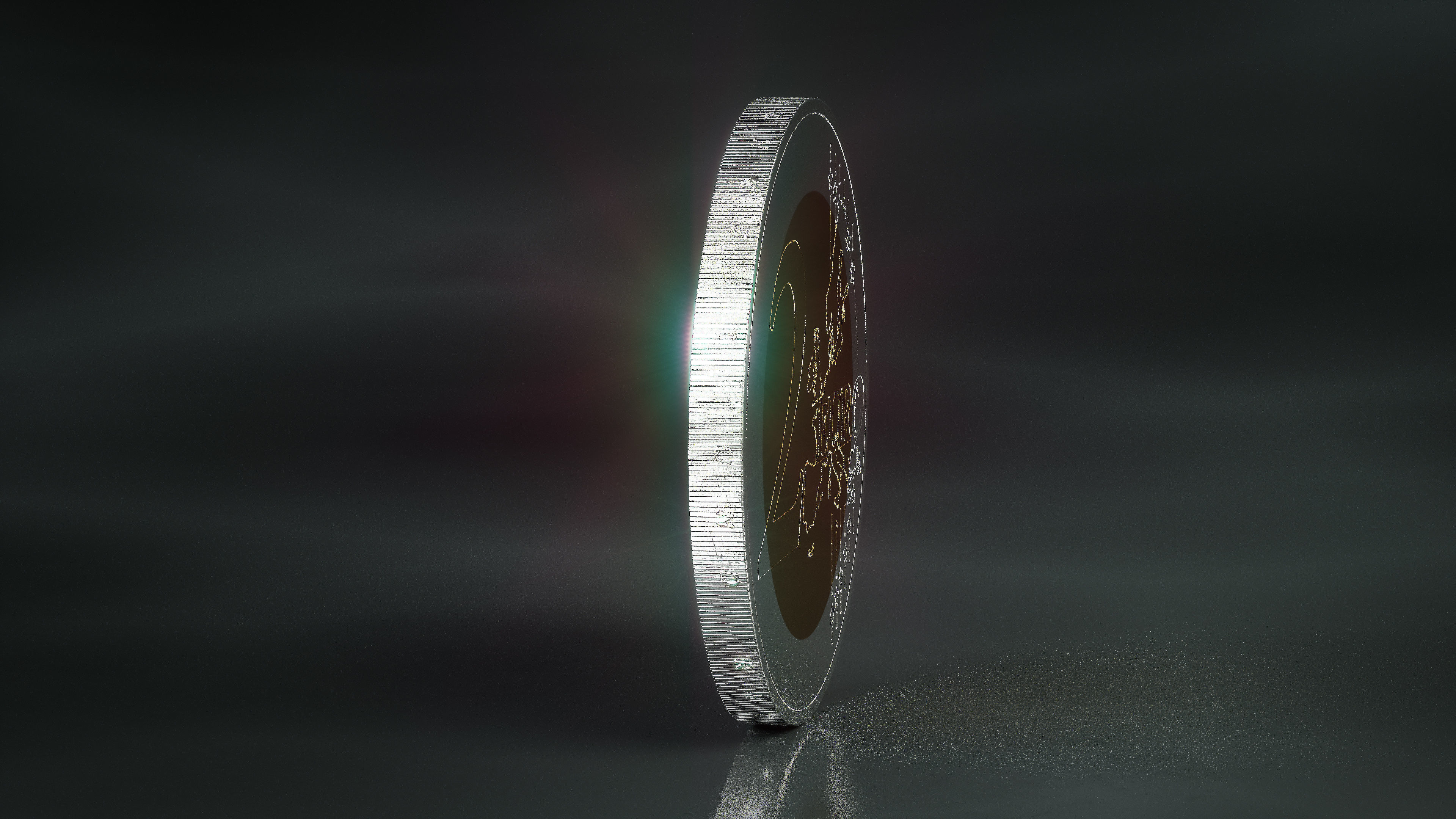 3D model Realistic 2 Euro - Low poly 3D model coin with number VR / AR ...