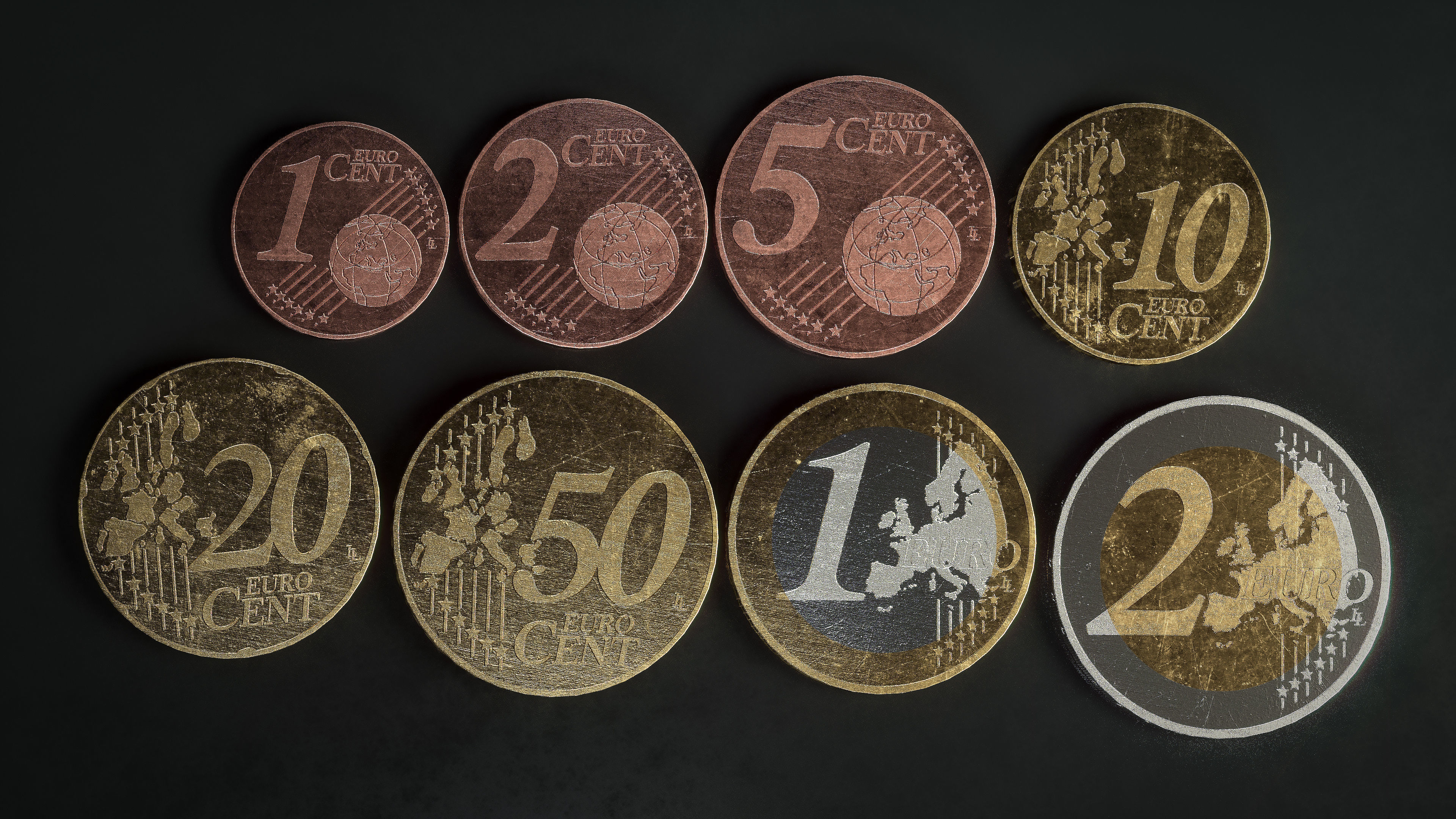 3D model Realistic Euro Coins - Low poly 3D models VR / AR / low-poly ...