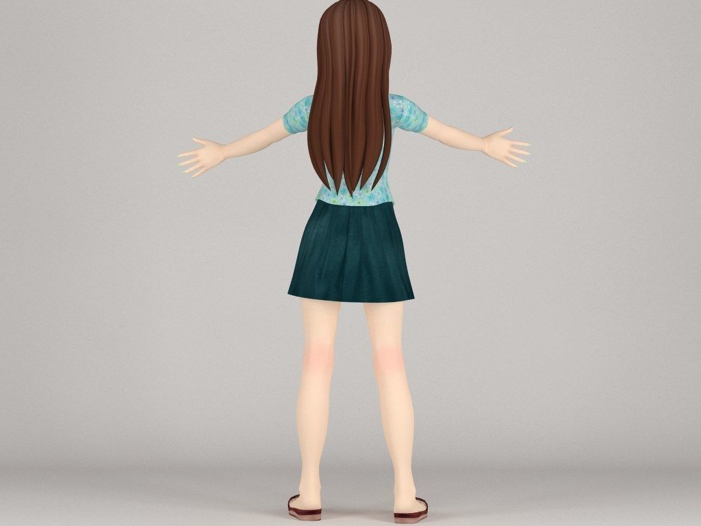 Rena anime girl pose 3 3D model | CGTrader