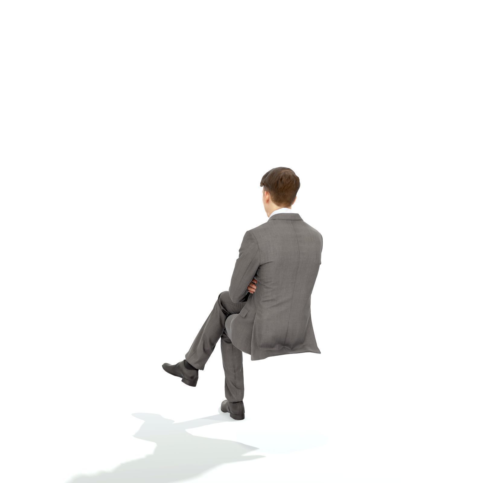 Sitting Business Man With Grey Suit BMan0312-HD2-O03P01-S 3D model ...