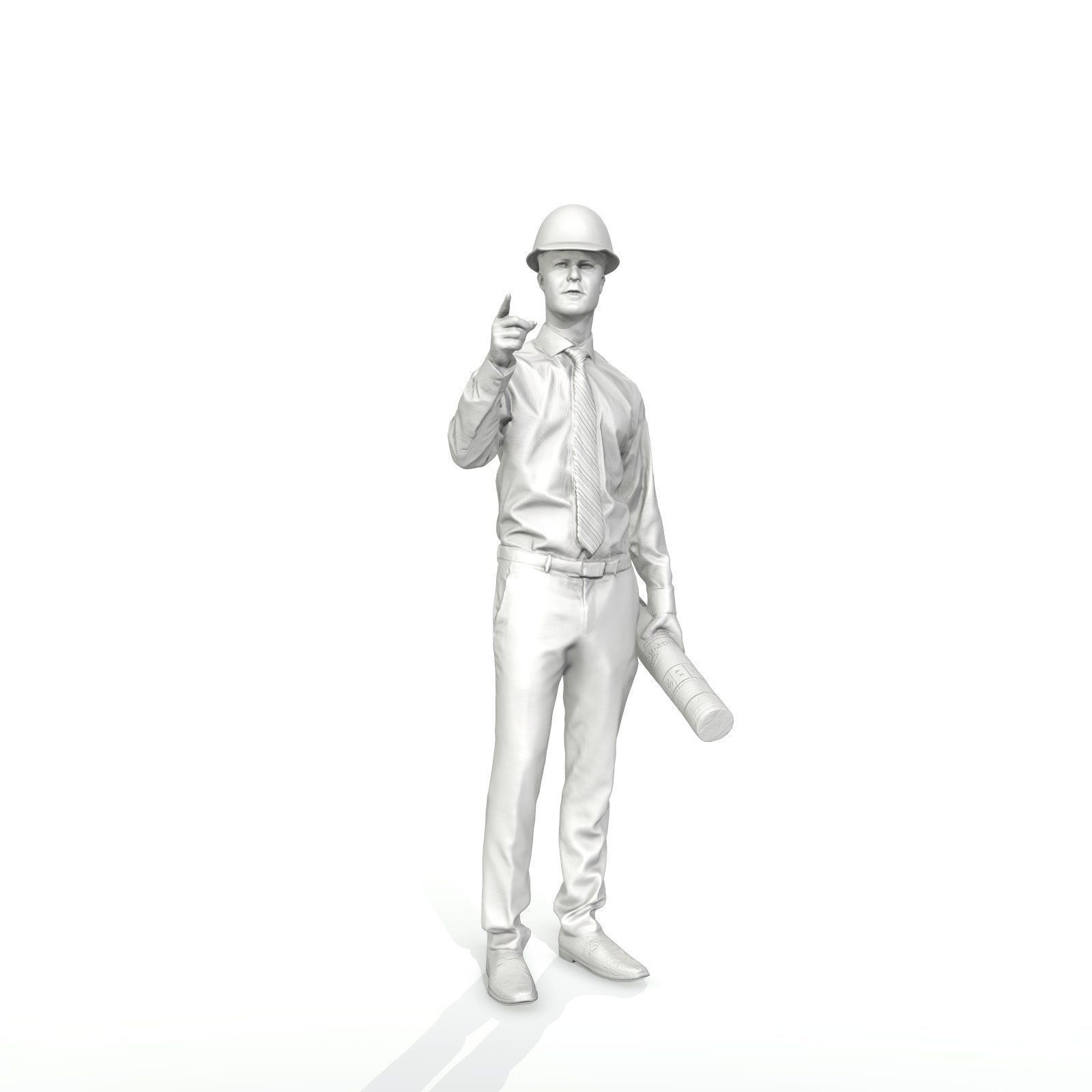 Engineer with White Helmet and Blueprints WMan0303-HD2-O02P02-S 3D ...