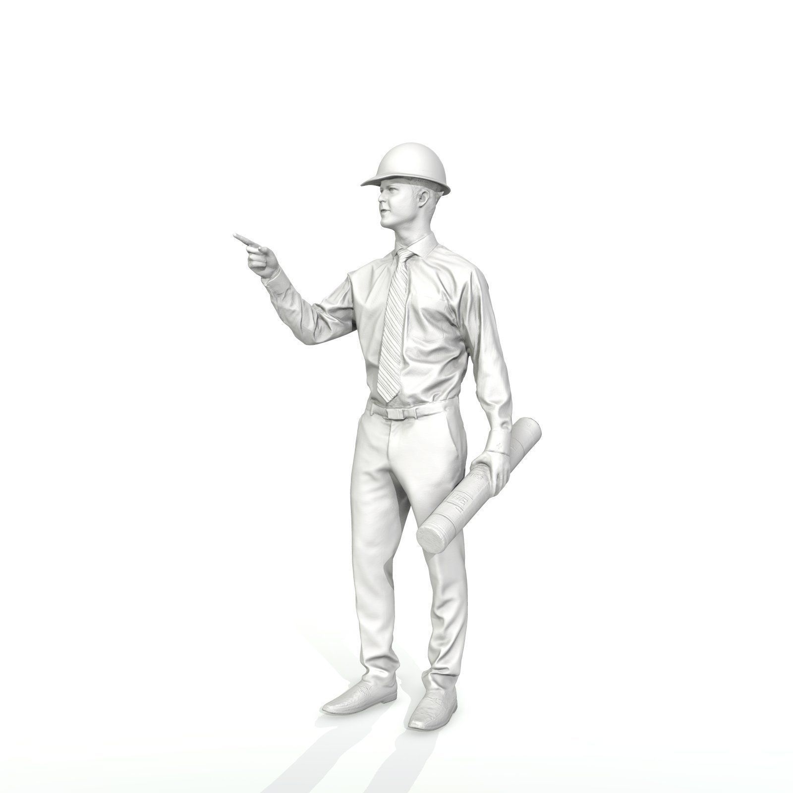 Engineer with White Helmet and Blueprints WMan0303-HD2-O02P02-S 3D ...
