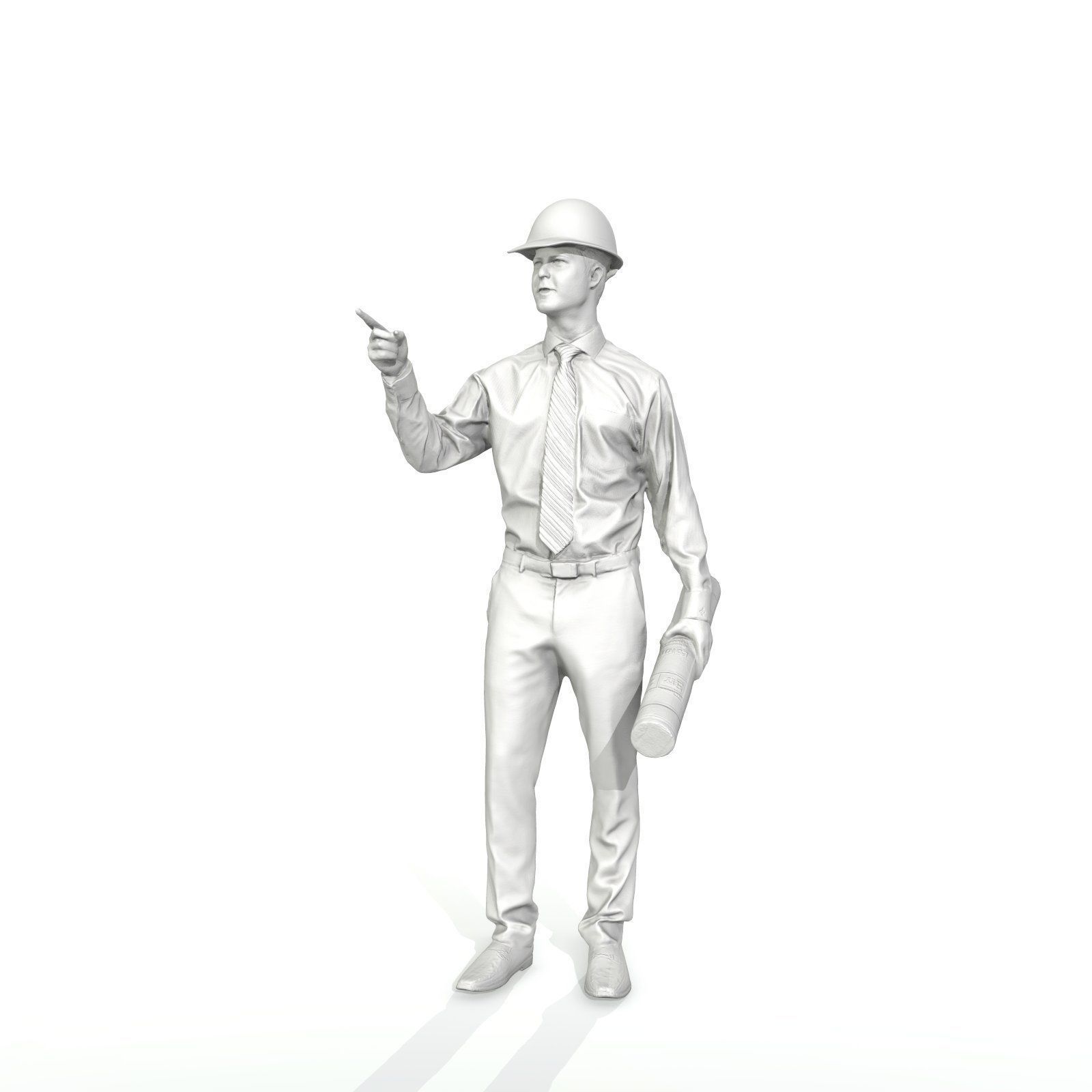 Engineer with White Helmet and Blueprints WMan0303-HD2-O02P02-S 3D ...