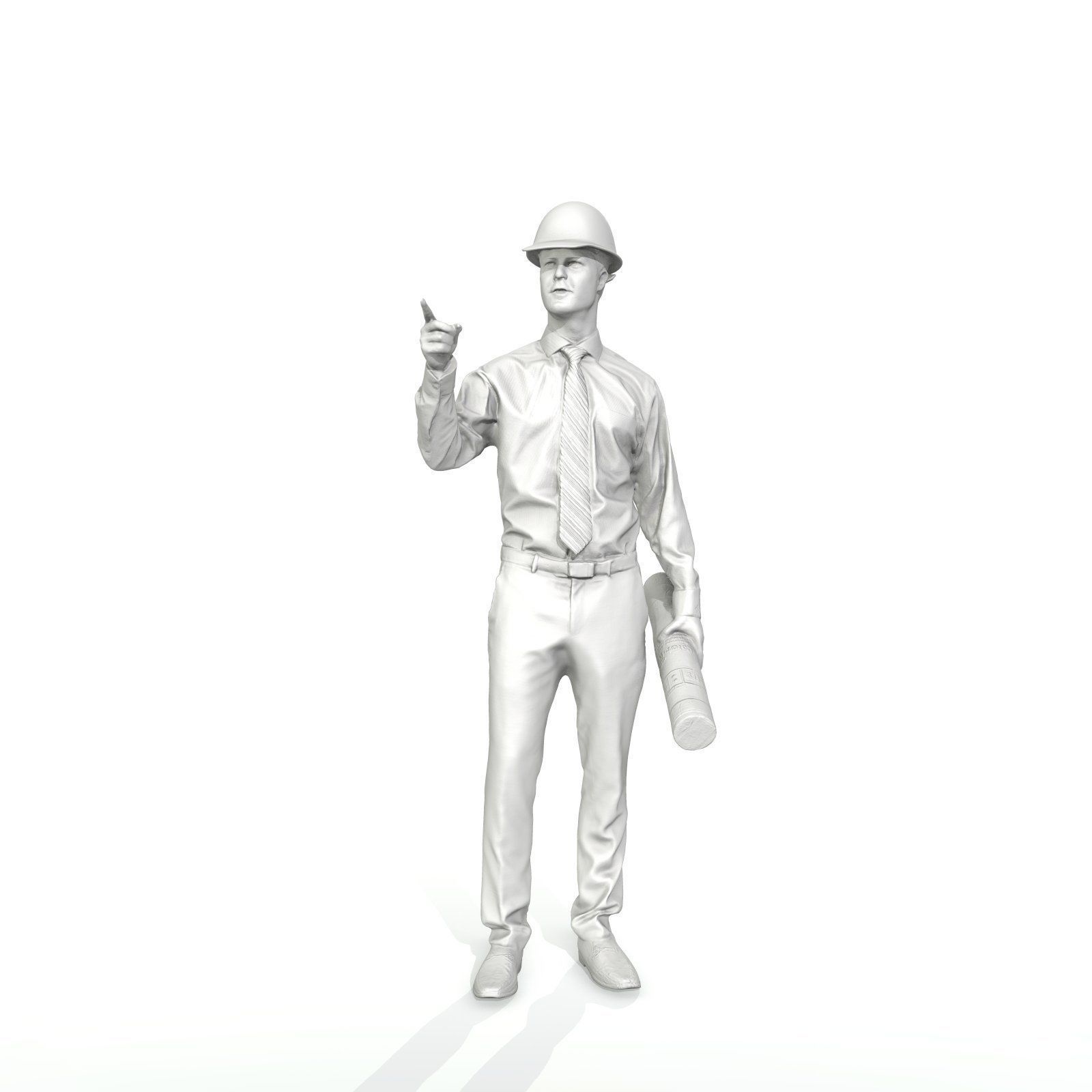 Engineer with White Helmet and Blueprints WMan0303-HD2-O02P02-S 3D ...
