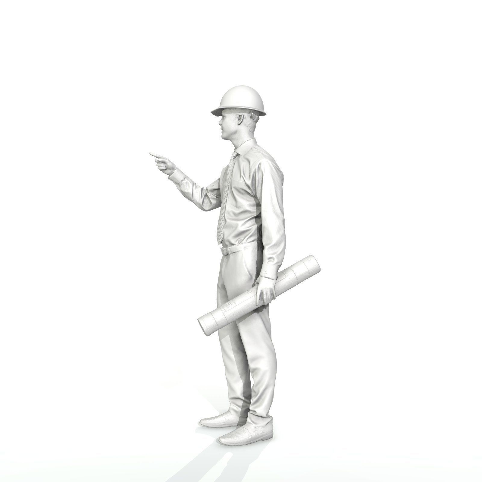 Engineer with White Helmet and Blueprints WMan0303-HD2-O02P02-S 3D ...