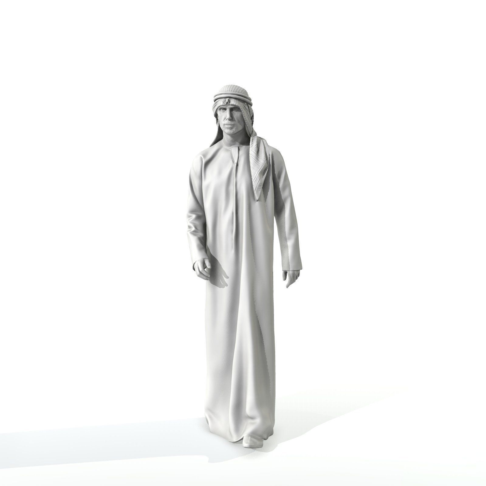 Standing Arab Man Wearing White Thawb ArMan0004-HD2-O01P02-S 3D model ...