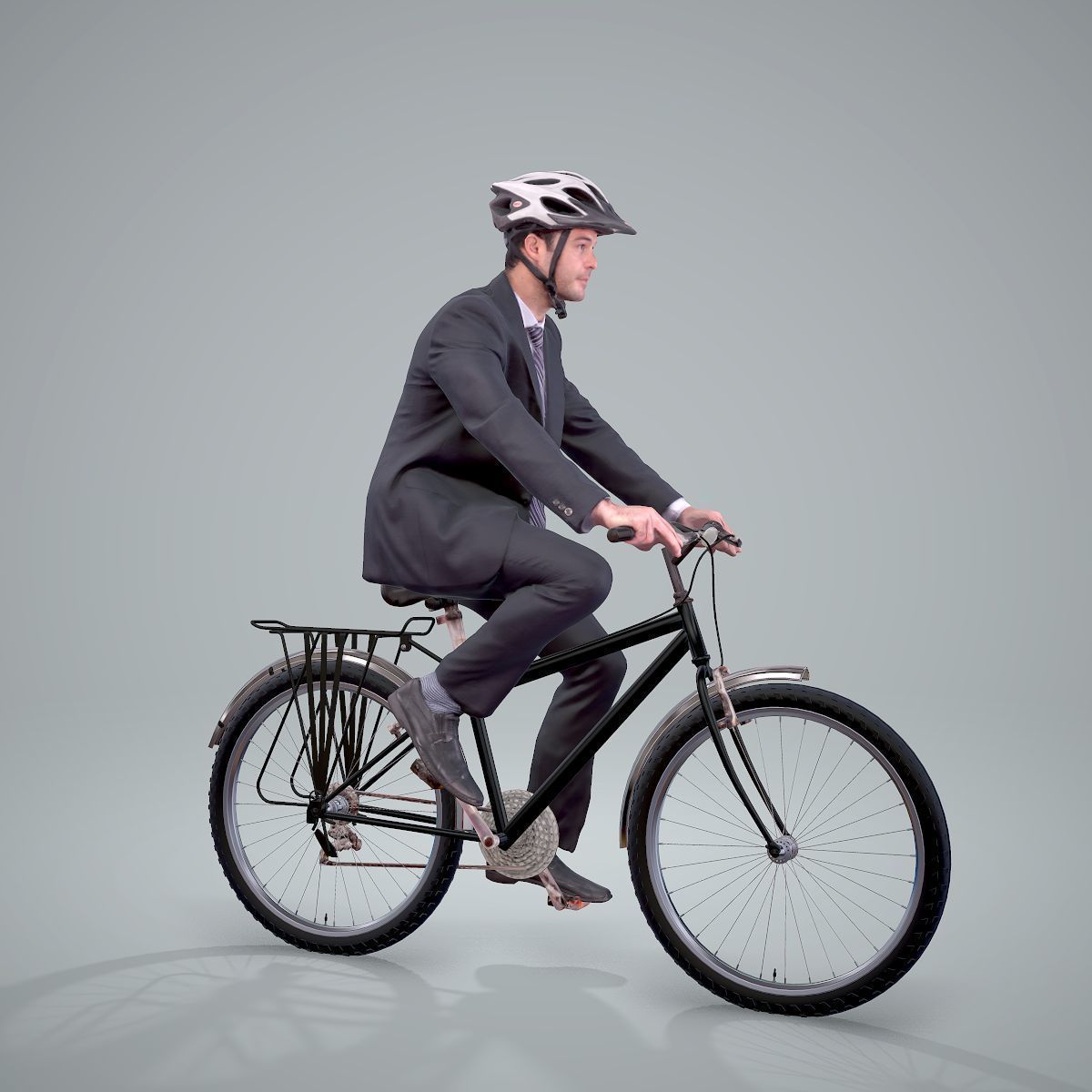 Business Man on a Bicycle with Helmet BMan0303-HD2-O01P01-S 3D model ...