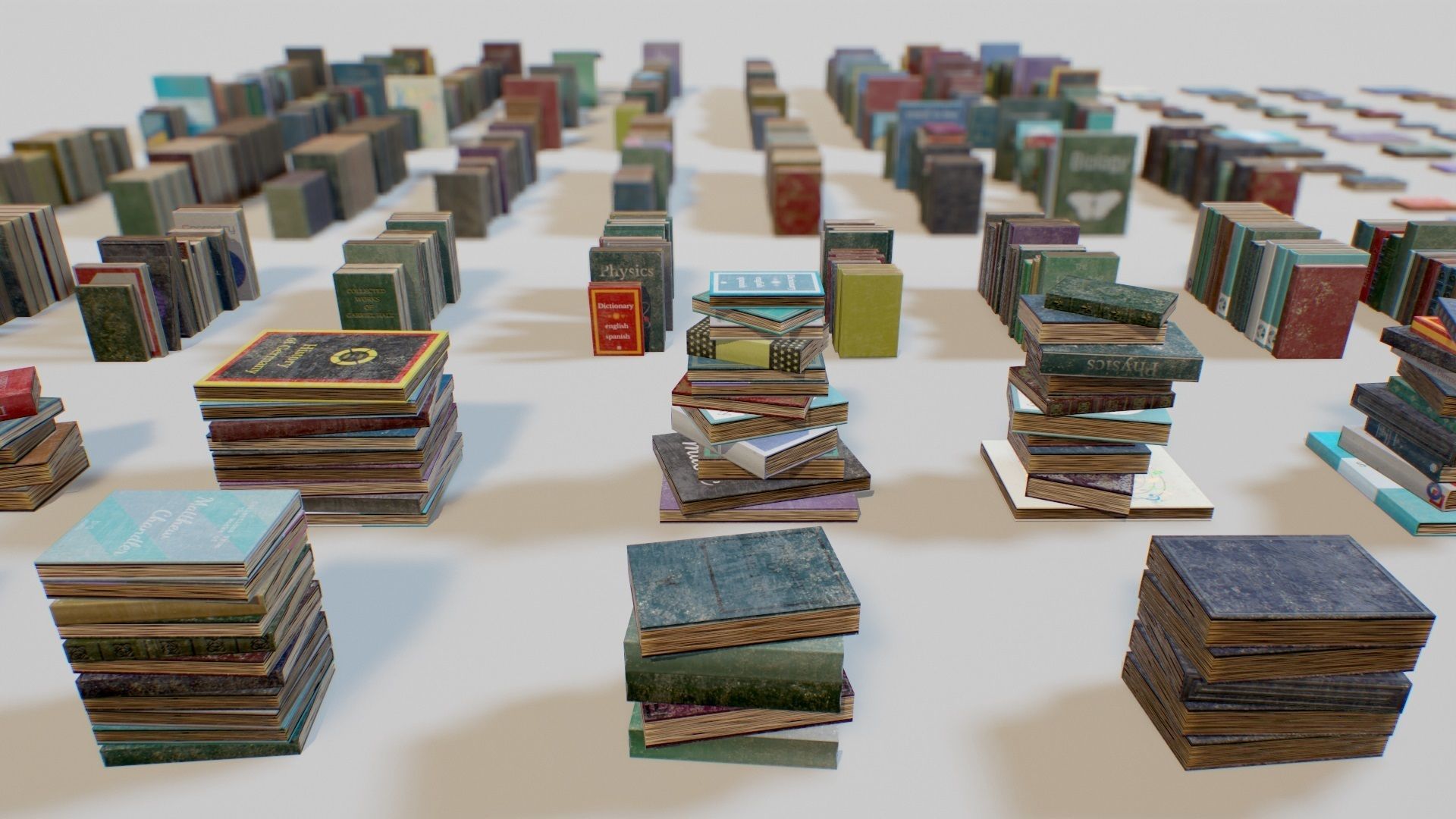 3D model PBR Books Set VR / AR / low-poly | CGTrader