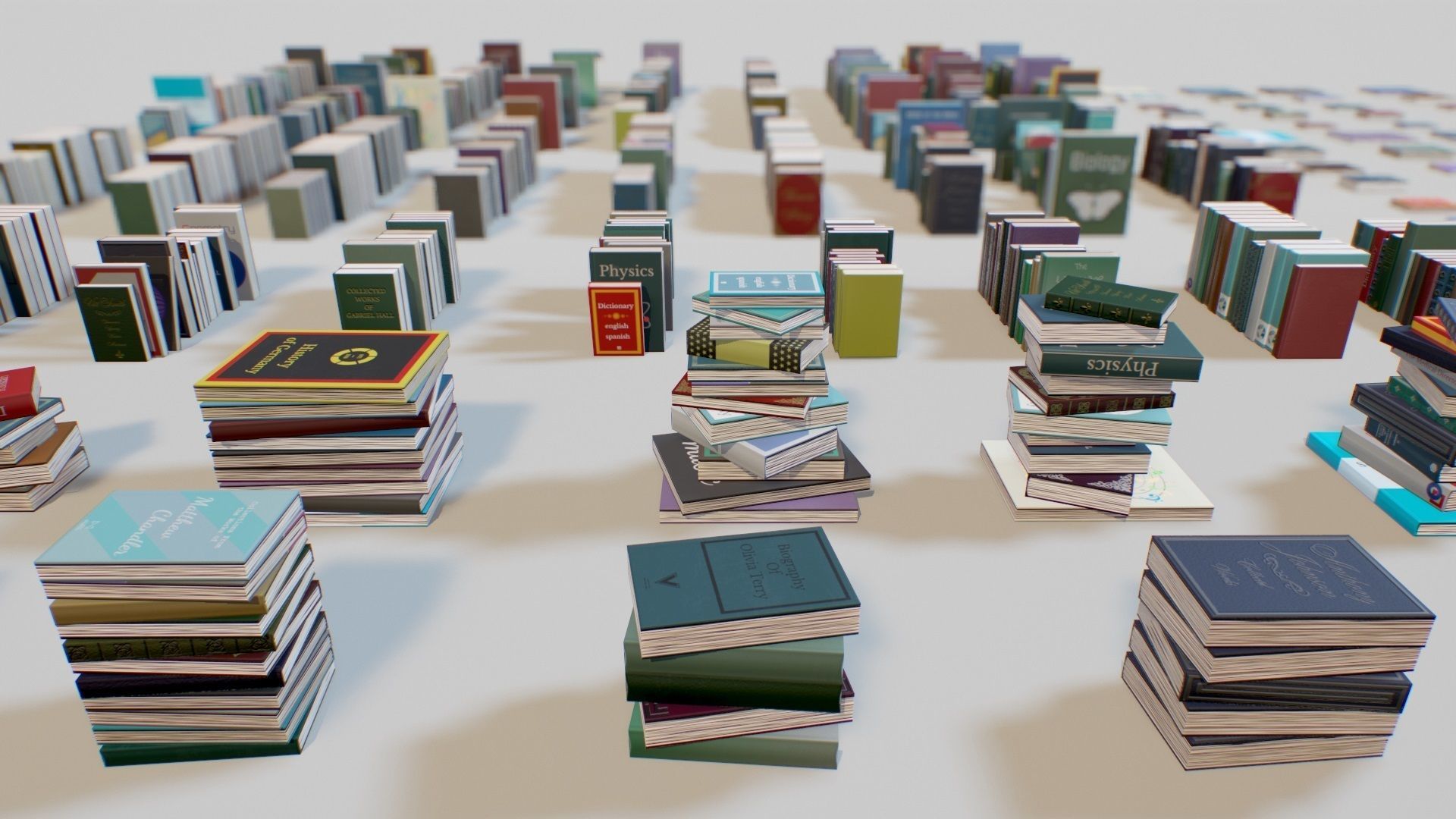 3D model PBR Books Set VR / AR / low-poly | CGTrader