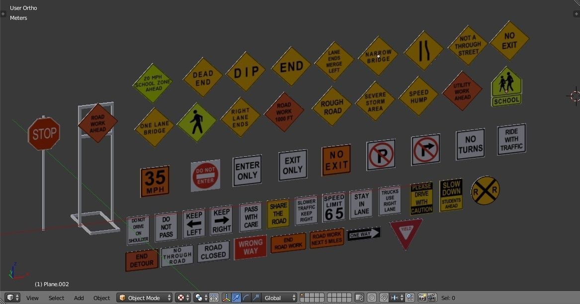 3D model Road Signs Collection with Textures - US Signs Set - 50 Items ...