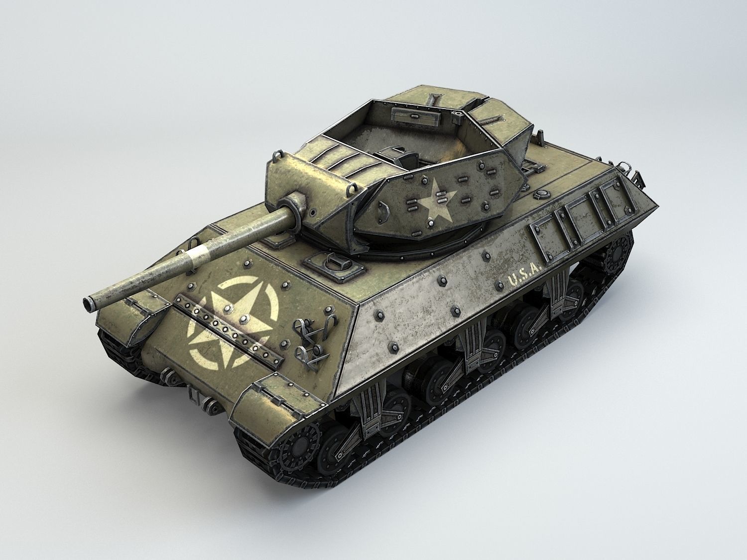 3D model Low Poly M10 Wolverine tank destroyer VR / AR / low-poly ...