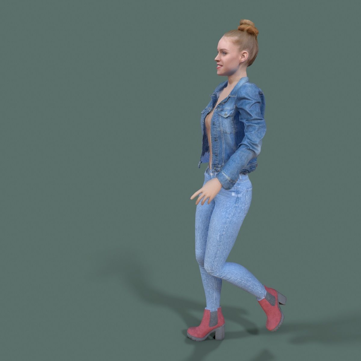 3D model Rigged Jeans Girl Walking Animation VR / AR / low-poly rigged ...