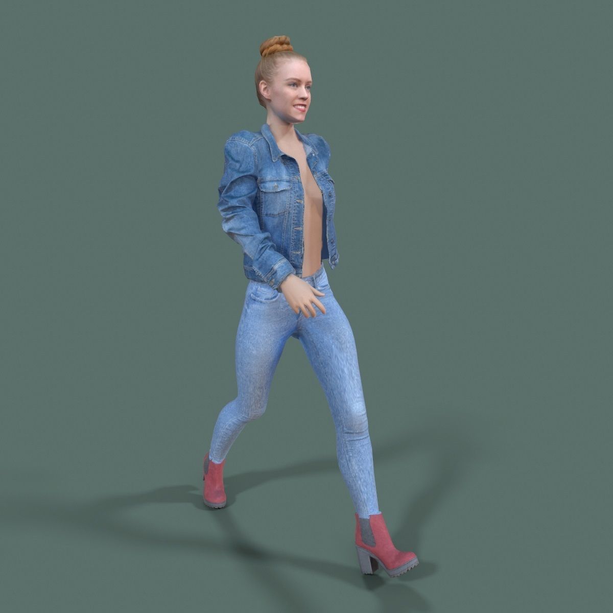 3D model Rigged Jeans Girl Walking Animation VR / AR / low-poly rigged ...