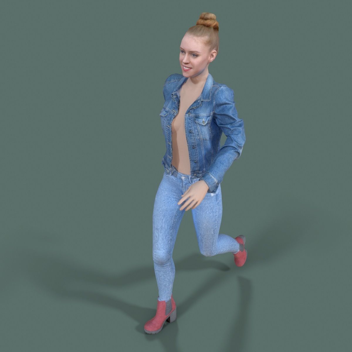3D model Rigged Jeans Girl Walking Animation VR / AR / low-poly rigged ...