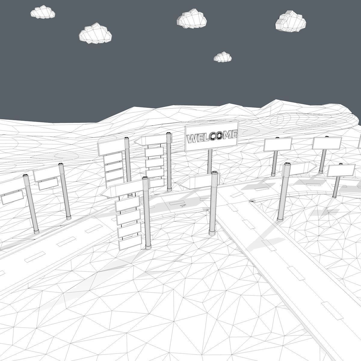 Cartoon Road Scene 3D model | CGTrader