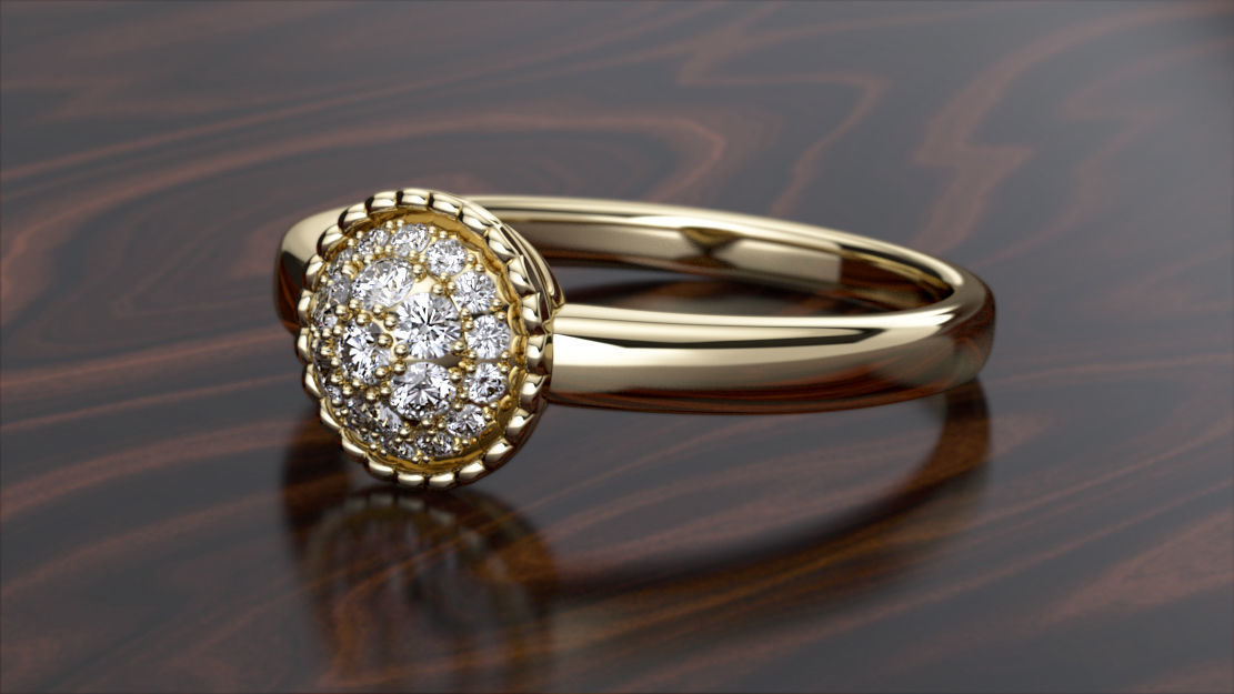 Half sphere engagement ring 3D model 3D printable | CGTrader