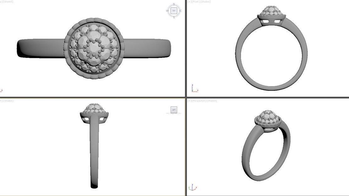Half sphere engagement ring 3D model 3D printable | CGTrader