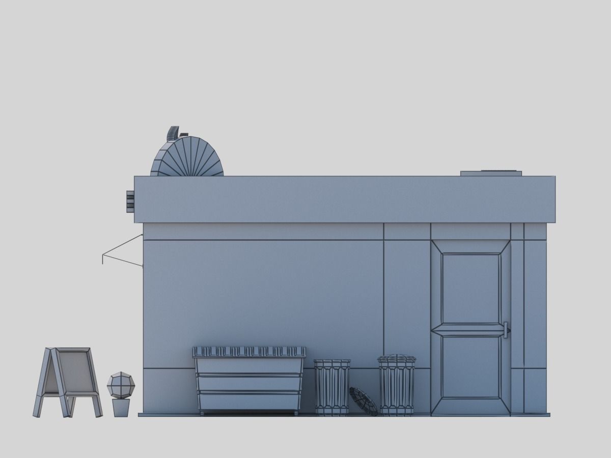 3D model Cartoon Low Poly Coffee House Cafe Building VR / AR / low-poly ...